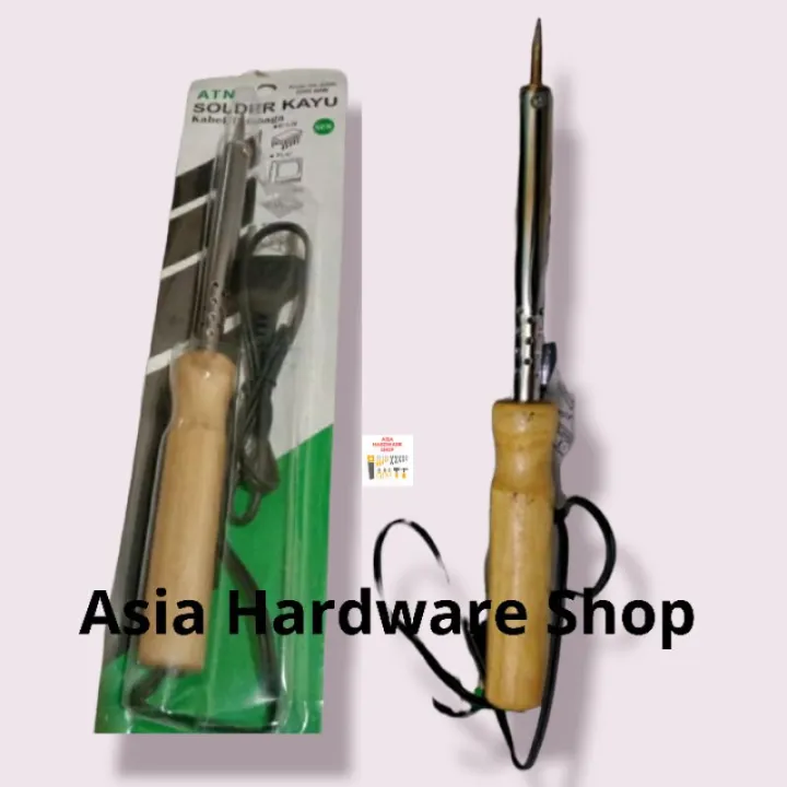 Solder 40W 60W ATN Alat Solder Listrik Gagang Kayu Timah Soldering Iron ...