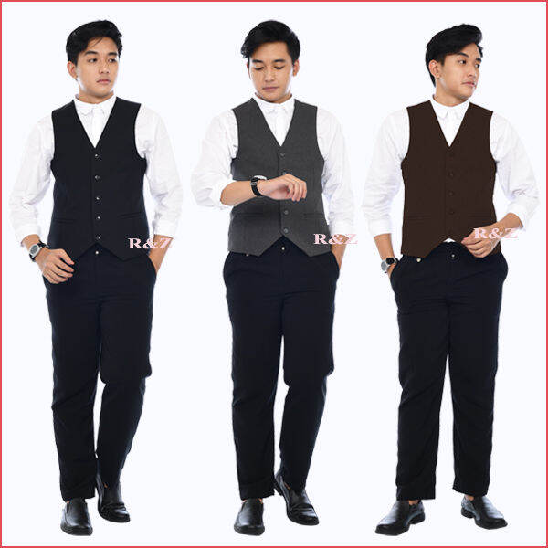 Rompi Vest Jas Pria Formal Hitam Slimfit Kerja Kantor Premium High ...