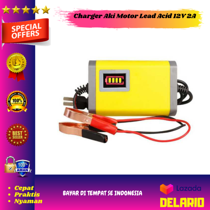 Charger Aki Motor Lead Acid 12V 2A / Charger aki Intelligent Chip Anti ...