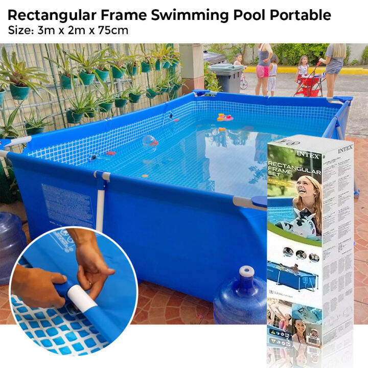 100% Original Heavy Duty Rectangular Frame Steel Swimming Pool Portable ...