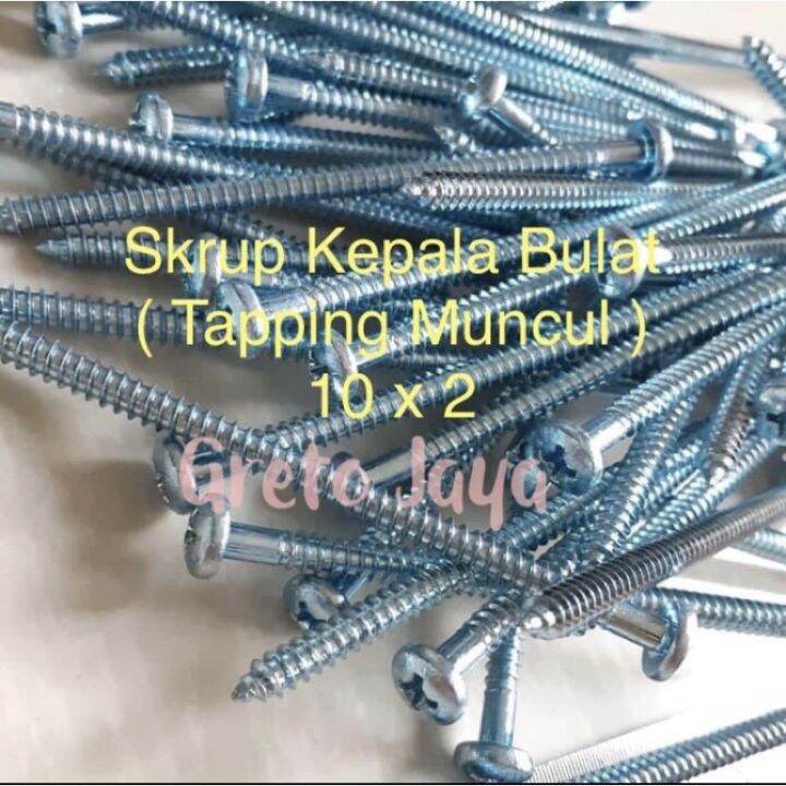 ( 10x2 50bj ) Sekrup Muncul Skrup Kepala Bulat 10 x 2 Taping Tapping ...