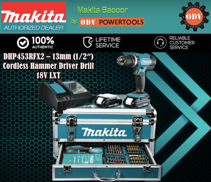 Makita DHP453RFX2 – 13mm (1/2″) Cordless Hammer Driver Drill 18V LXT ...