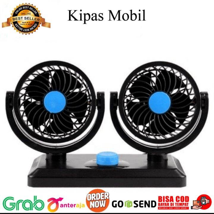 Kipas Angin Mobil DC Lighter Colok Rokok Fan Double Blower | Lazada ...