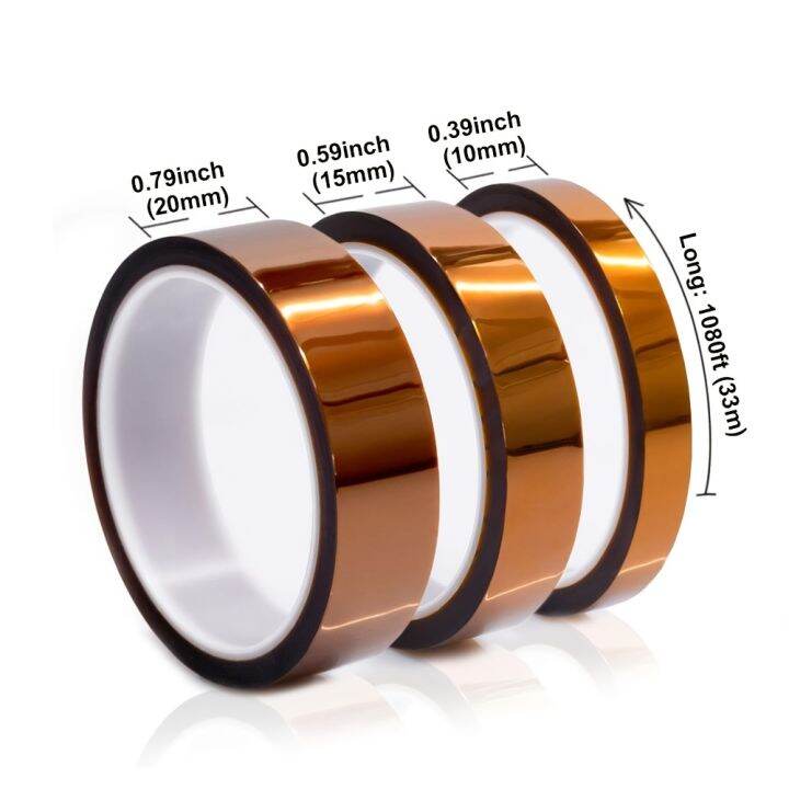 2 Rolls 10mm /15mm/20mm 108ft High Temperature Heat Resistant Tape, No ...