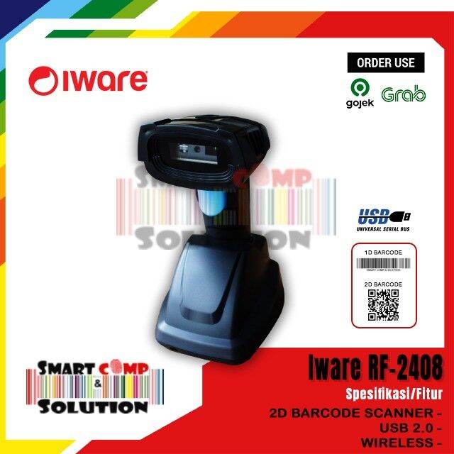 Scanner Barcode Wireless 2D QRcode Iware RF-2408 / RF2408 / RF 2408 ...