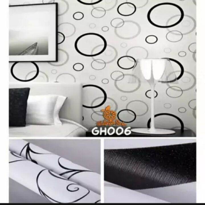 Wallpaper dinding motif pulkadot hitam putih ukuran 45cm x 5 meter ...
