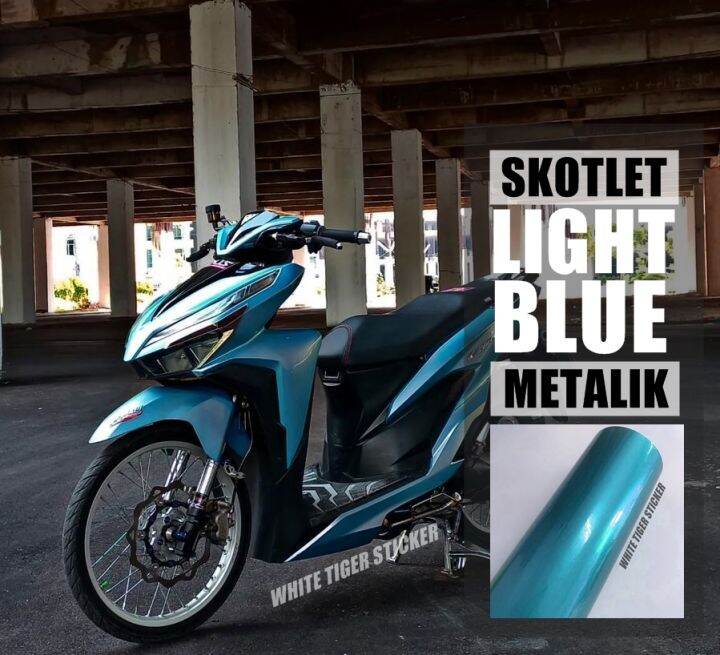 SKOTLET STIKER MOTOR LIGHT BLUE CANDY SKOTLET BIRU MUDA METALIK ...