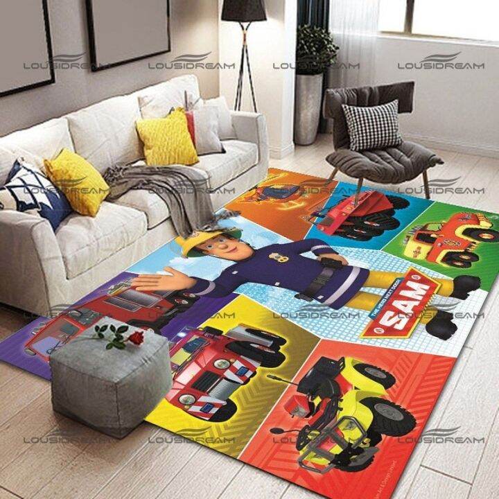 【hot】 British Classic Animated Decorative Carpet Square Flannel Fireman ...