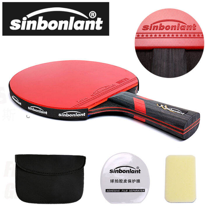 Professional Tennis Table Racket Short Long Handle Carbon Blade Rubber ...