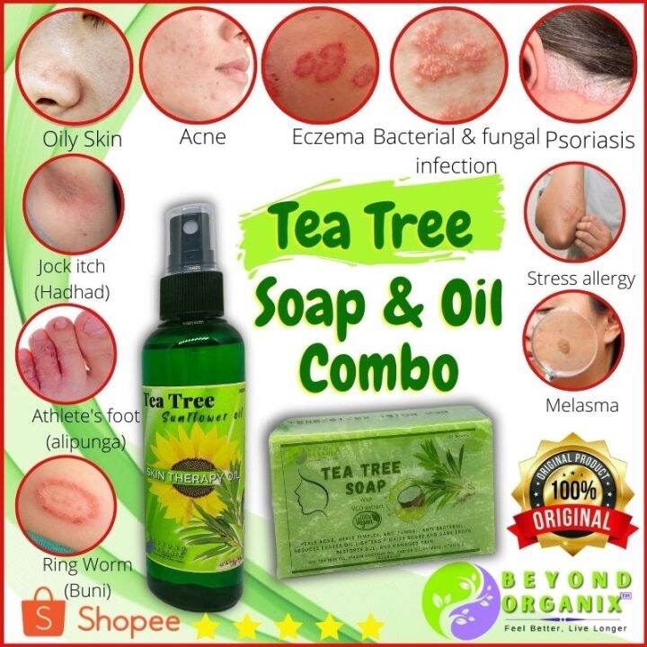 Pure Tea Tree Skin Therapy Soap and Oil DUO Combo (Skin Care Set Acne ...