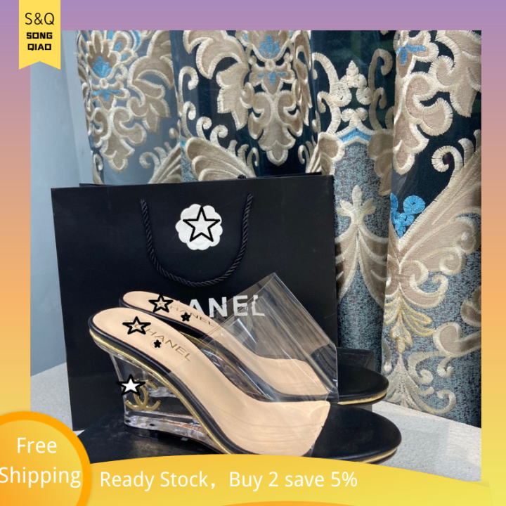 Song Qiao Boutique】รองเท้าแตะโปร่งใสใหม่2022 C,รองเท้าส้นหนาทำจาก ...