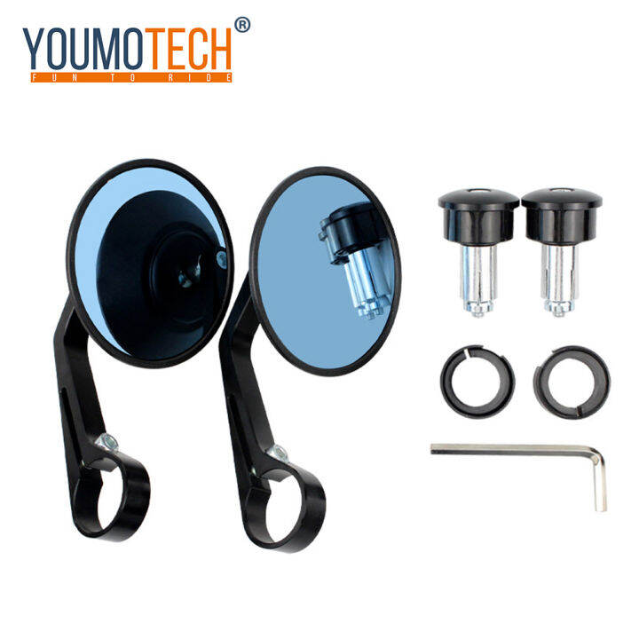 Universal Motorcycle Bar End Mirrors Cafe Racer Side Rear View Mirror ...