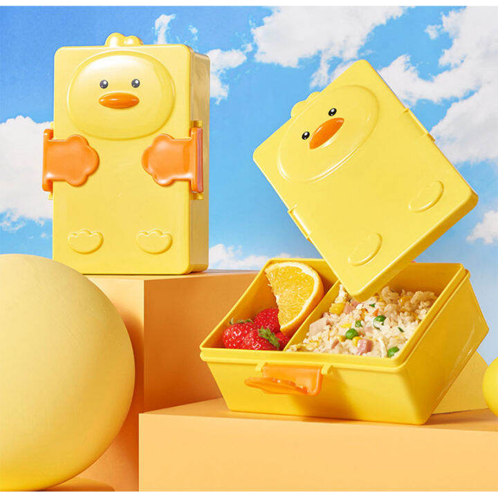 Cute Duck Plastic Leakproof Bento Box Microwave Lunch Box Dinnerware ...