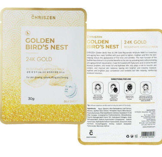 Chriszen Golden Bird's Nest & 24K Gold Rejuvenate Ampoule Mask (30g ...