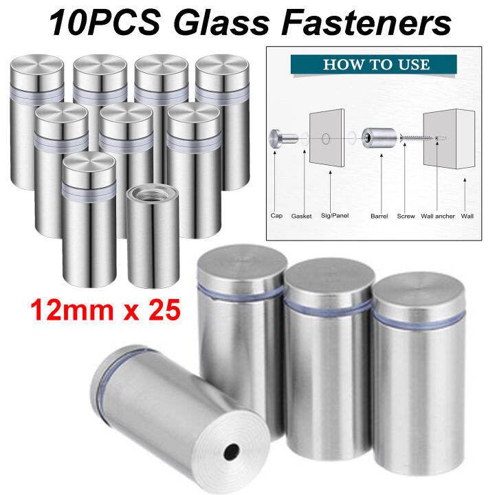 Glass Fasteners 12mm Stainless Steel Acrylic Advertisement Standoffs ...