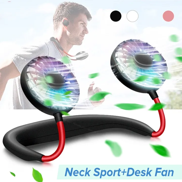 Small Portable Rechargeable Hanging Neck Electric Fan With Light Not ...