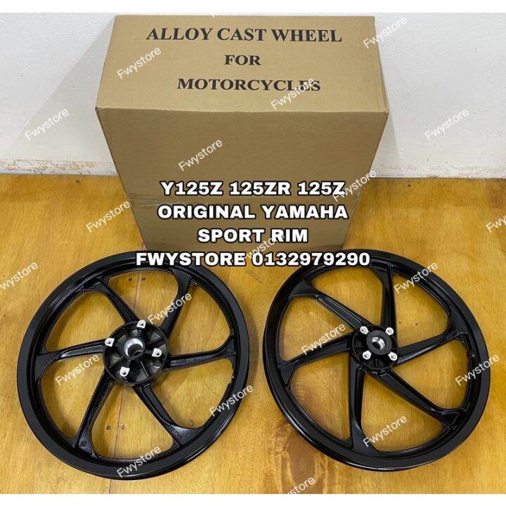 ORIGINAL YAMAHA Y125ZR SPORT RIM BLACK SILVER 6BATANG 6SPOKE Y125 125ZR ...
