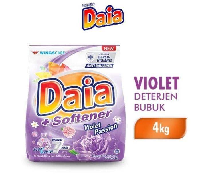 DAIA 4 kg Violet Passion detergent bubuk + softener - Daia Deterjen Pelembut Pewangi 4 Kg ...