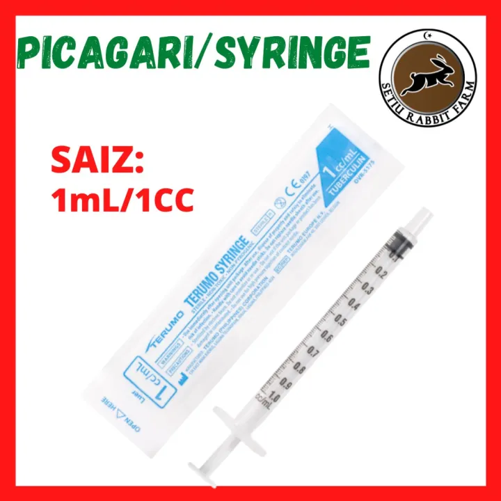 Picagari Arnab 1ml Syringe 1ml Rabbit Syringe 1ml Terumo Syringe 1ml ...