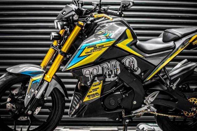 Tem trùm TFX yamaha vàng xanh nền ghi bạc - Độ dán team trùm decal xe ...