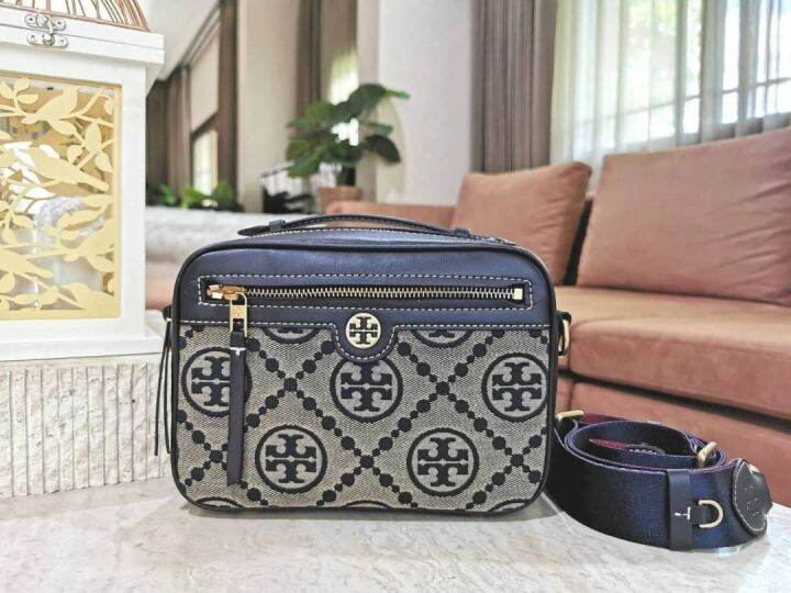 กระเป๋าสะพายข้าง TORY BURCH FACTORY MONOGRAM JACQUARD CROSSBODY BAG ...