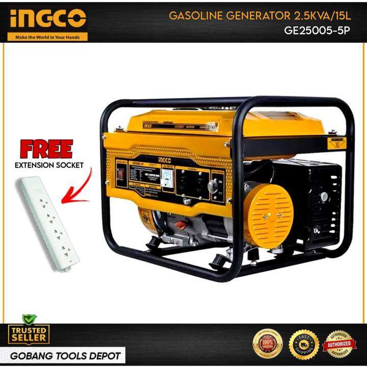 Ingco GE25005-5P Gasoline Generator 2.5KVA 15L IPT with Free Extension ...