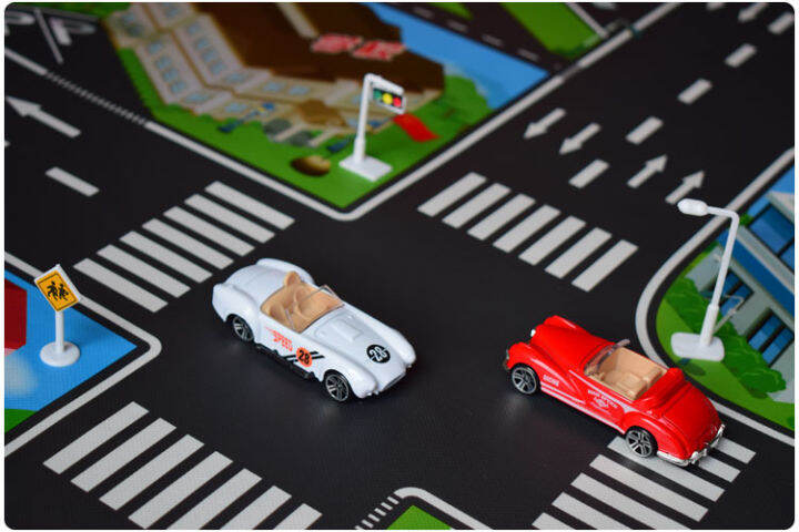 Large children's city traffic scene map toy car road road road parking ...