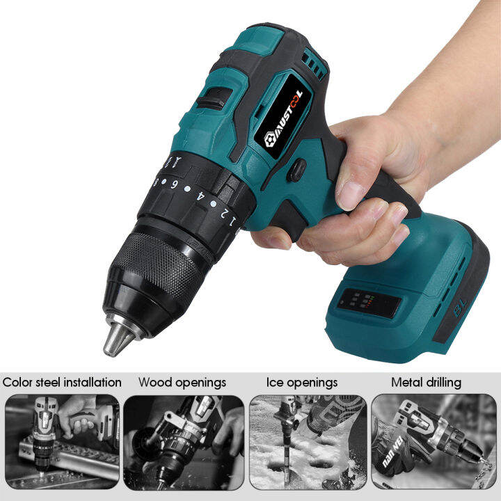 Mustool 3 in 1 Brushless Electric Screwdriver Impact Drill 21+3 Torque ...