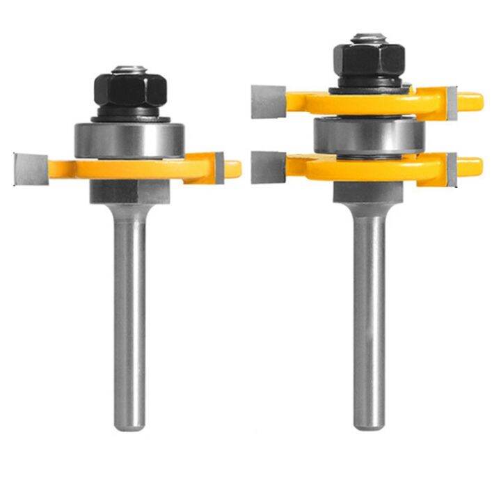 2Pcs Shank Joint Assembly Router Bit Set Tongue & Groove T-Slot Milling ...
