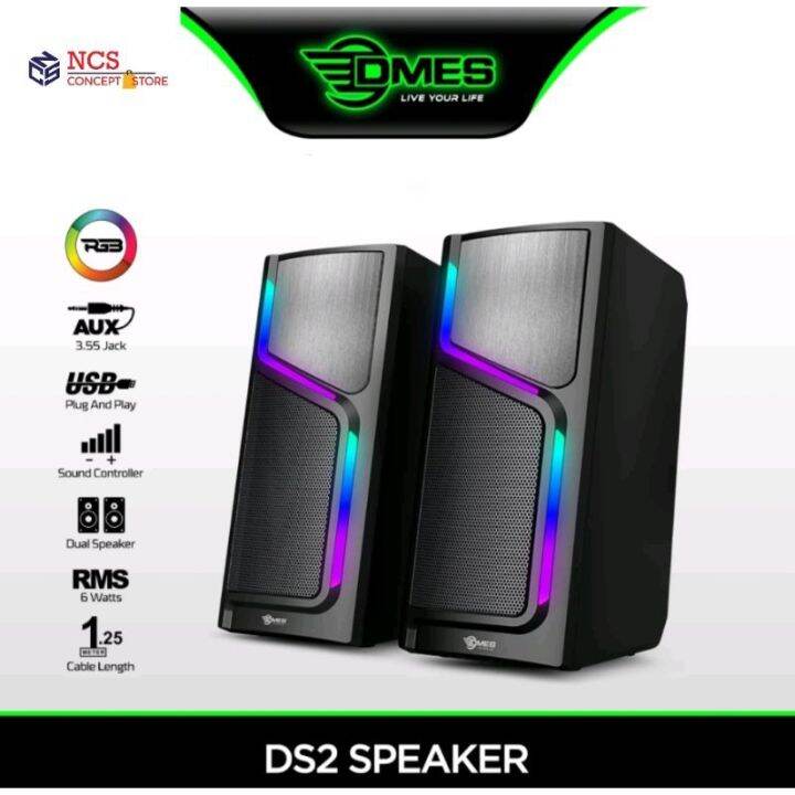 Dmes DS2 USB-Enabled Dual Speaker with Deep Bass Stereo Sound and RGB ...