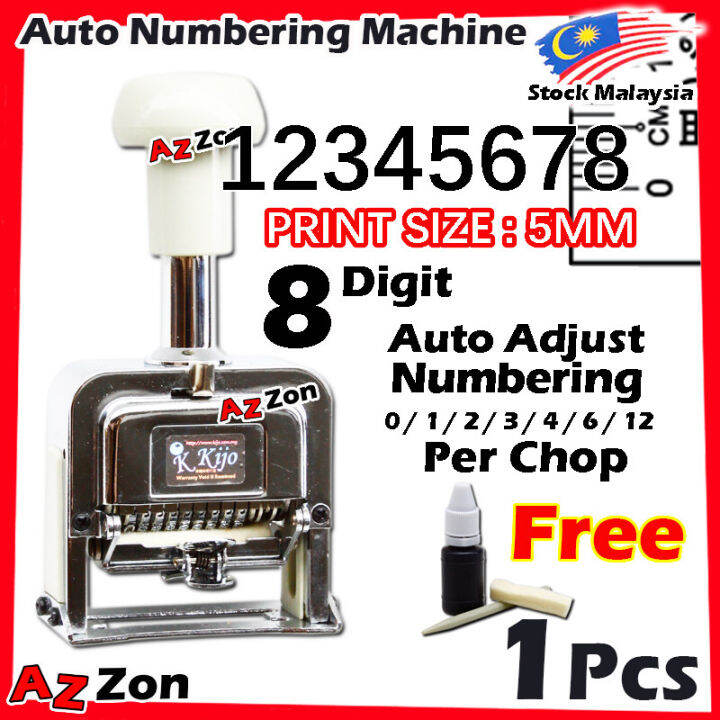 9408 KIJO 8 Digit Numbering Machine / Auto Numbering Stamp / Auto ...