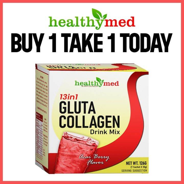 Buy1 Take1 Healthymed 13in1 Gluta Collagen Drink Mix-Acai Berry Flavor w/ Glutathione L ...