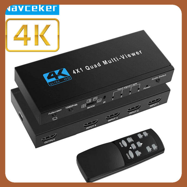 4K HDMI-Compatible Multviewer 4X1 1080P Quad Screen Multi-Viewer ...