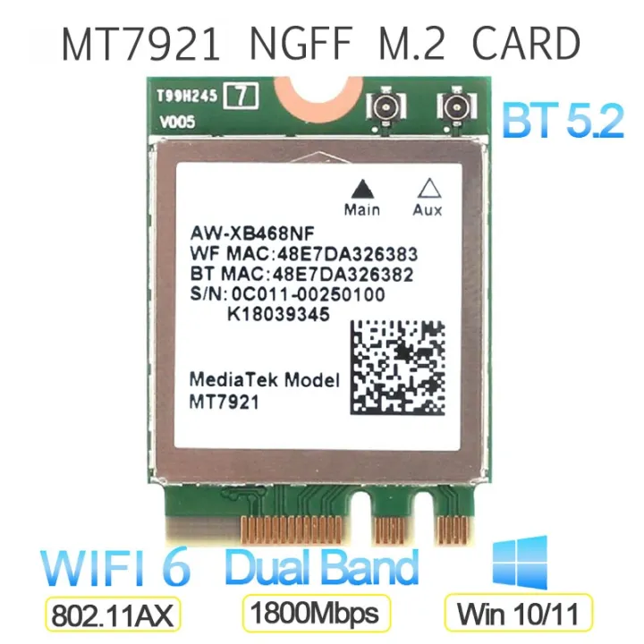 Wi-Fi 6 Mediatek Mt7921k MT7921 1800M Bluetooth 5.2เดสก์ท็อป/โน้ตบุ๊ค ...