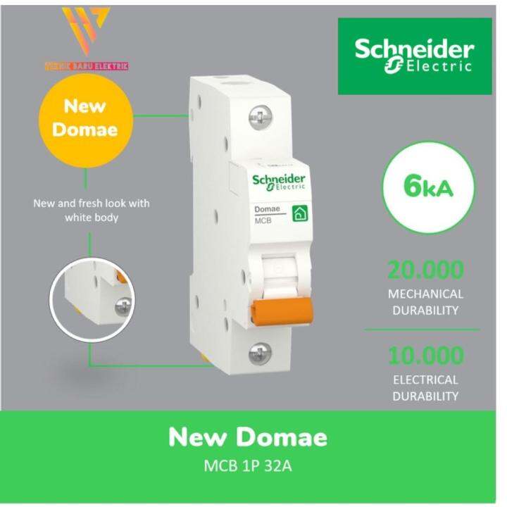 MCB SCHNEIDER NEW DOMAE ELECTRIC 1PHASE 2A 4A 6A 10A 16A 20A 25A 32A SNI BREKER PEMUTUS TEGANGAN ...