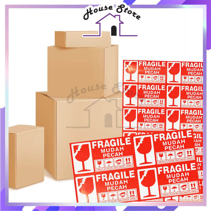 MUDAH PECAH Fragile Sticker Label Caution Sticker Handle With Care | Lazada