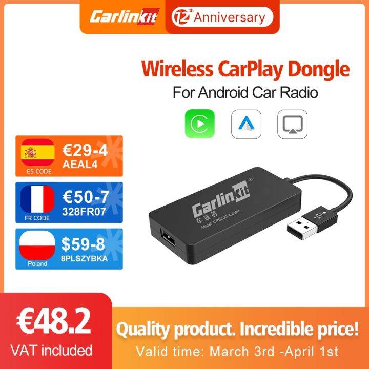 Carlinkit Wireless CarPlay USB Dongle Android Auto Adapter for Android ...