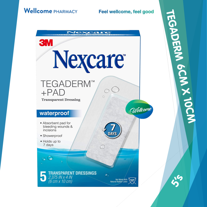 Nexcare Tegaderm + Pad Transparent Waterproof Dressings - 6cm x 10cm ...