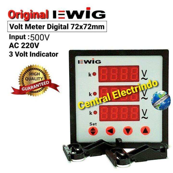 Volt Meter Digital EWIG 72x72mm E294Z 3U 3 Baris Volt Display. | Lazada ...