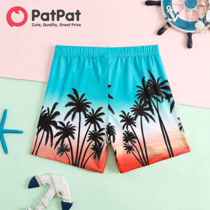 PatPat Kid Boy Colorblock Tree Print Swim Trunks | Lazada PH