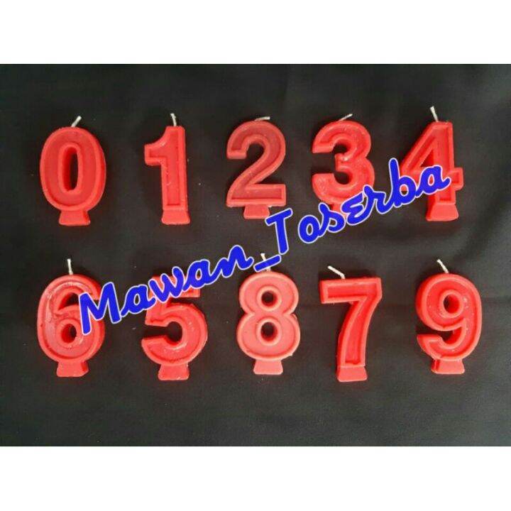 Lilin angka merah / Lilin Kue Ulang Tahun Party Angka 0-9 (Per pcs ...