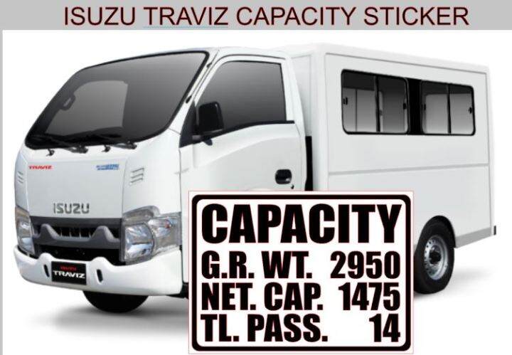 ISUZU TRAVIZ CAPACITY STICKER | Lazada PH