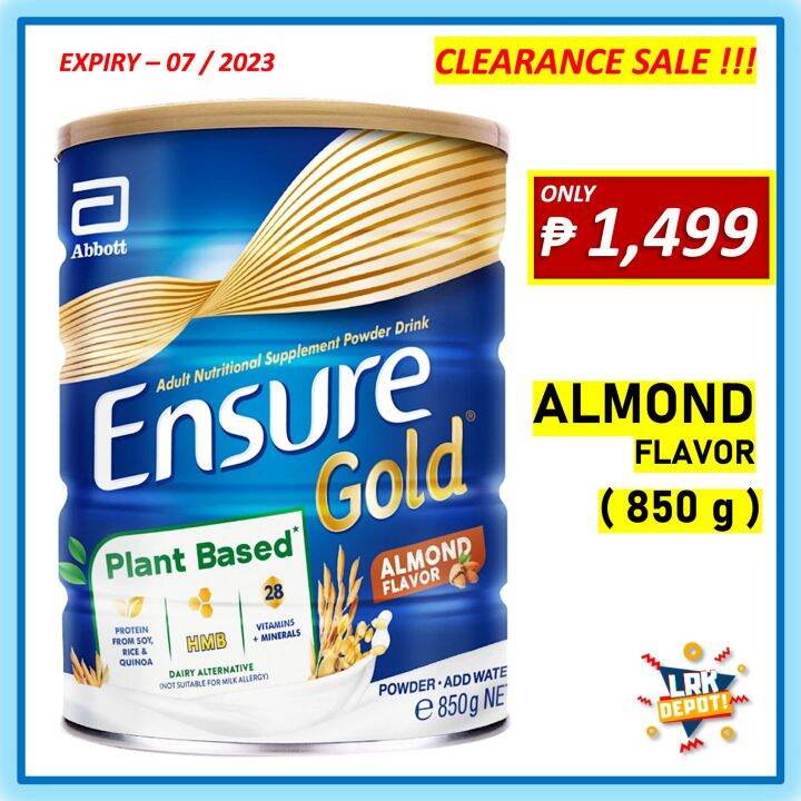 Ensure Gold HMB Plant Based ALMOND Flavor (850 g) Adult Nutritional Powdered Milk Drink - EXP 07 ...