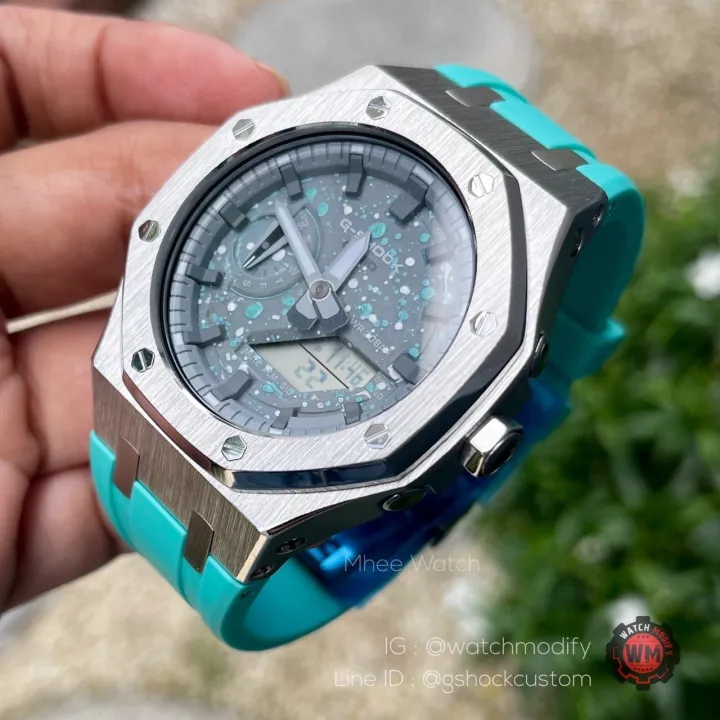 G-SHOCK Casioak Customize AP Rubber Stainless Tiffany Splash Dial Grey ...