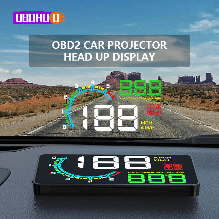 Head Up Display Car Windshield Projector Wired Obd2 Hud Speedometer ...