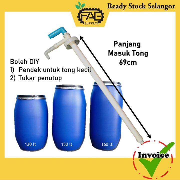 Manual PUMP for jerry can blue drum tong biru 50L 120L 150L 200L extra ...