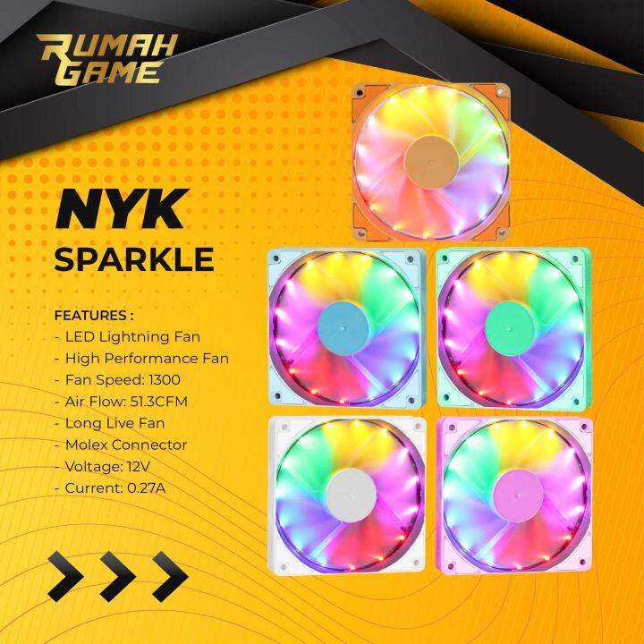 NYK Nemesis Sparkle Fan Case Cooler PC RGB Warna Warni Ukuran 12cm ...
