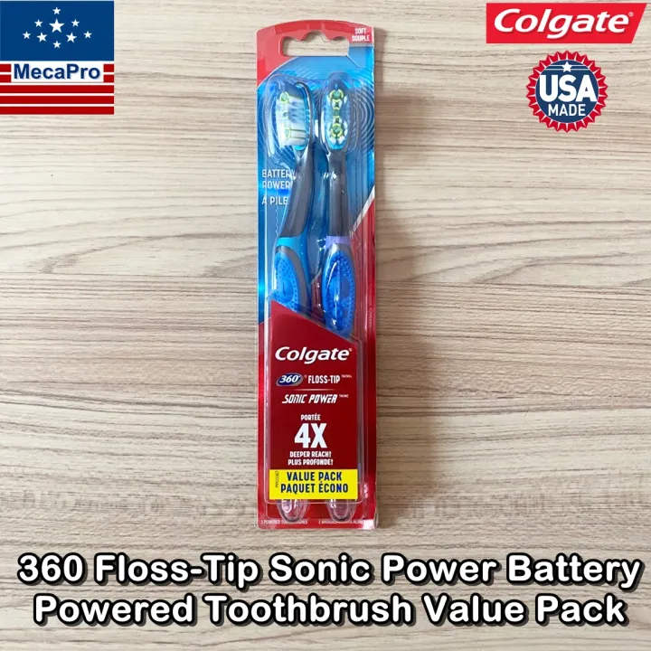 Colgate® 360® Floss-Tip™ Sonic Power™ 4X Battery Powered Toothbrush ...