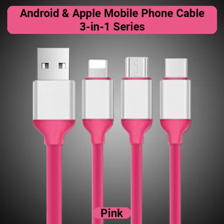 Android and Apple Micro USB, Type C and Lightnin Power and Data Cable ...