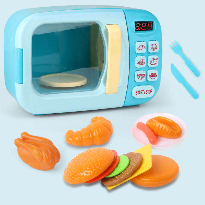 Kids Electric Microwave Oven Toy Set Cool Music Simulation Cooking ...